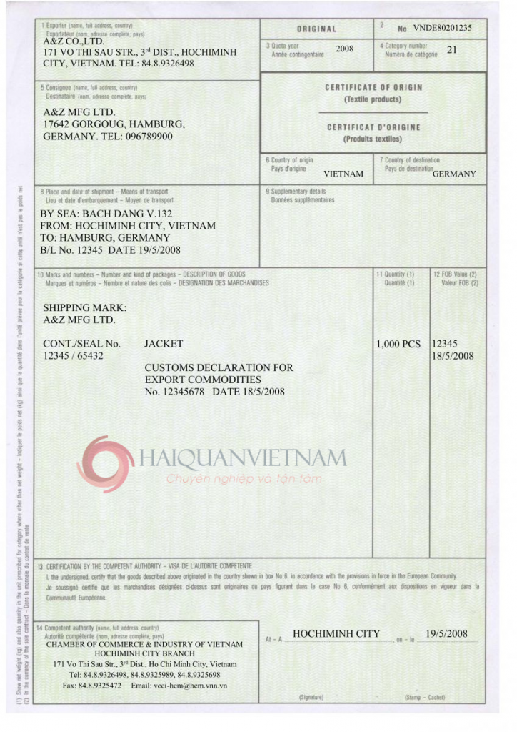 Hướng dẫn kê khai chi tiết CO form T năm 2022 cùng HQVN